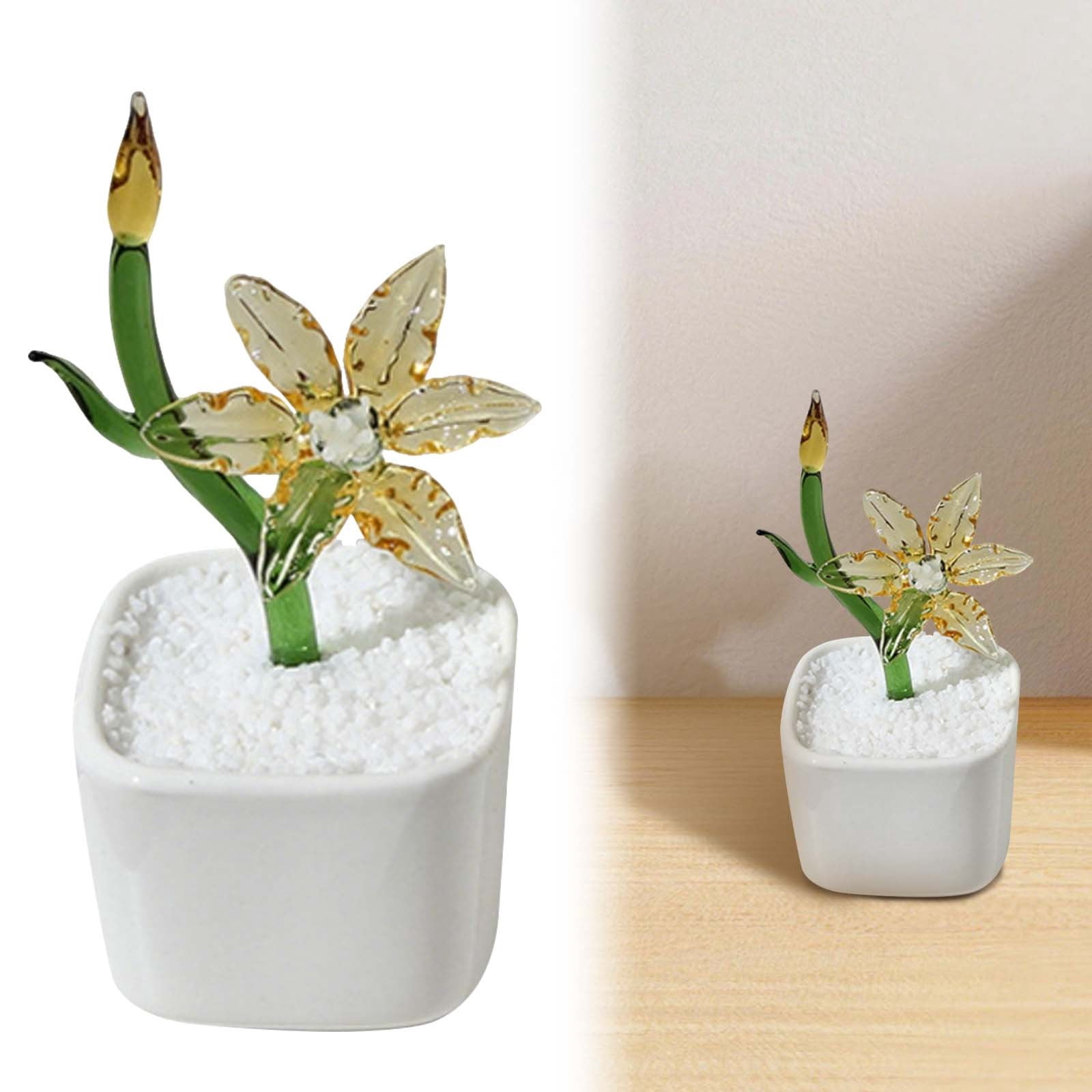 1Pc Glass Container Artificial Flower Ornament, Exquisite Small Glass ...