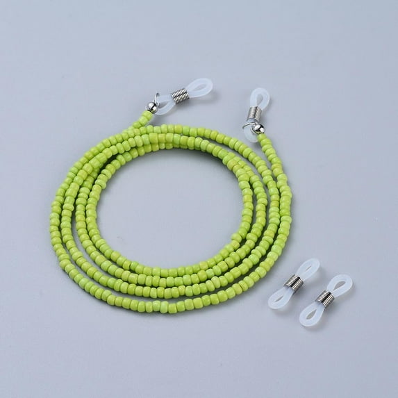 1Pc Glass Seed Beads Eyeglasses Chains Neck Strap for Eyeglasses with Loop Ends Lawn Green 30.7 ...