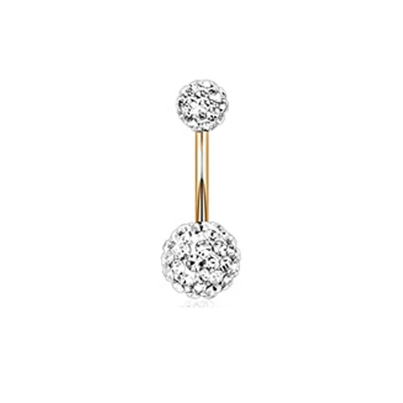 1Pc Gold Color Stainless Steel Belly Ring, Flower Heart Shaped CZ ...