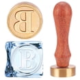 1Pc Golden Tone Brass Stamp Head with 1Pc Rectangle Velvet Pouches and ...
