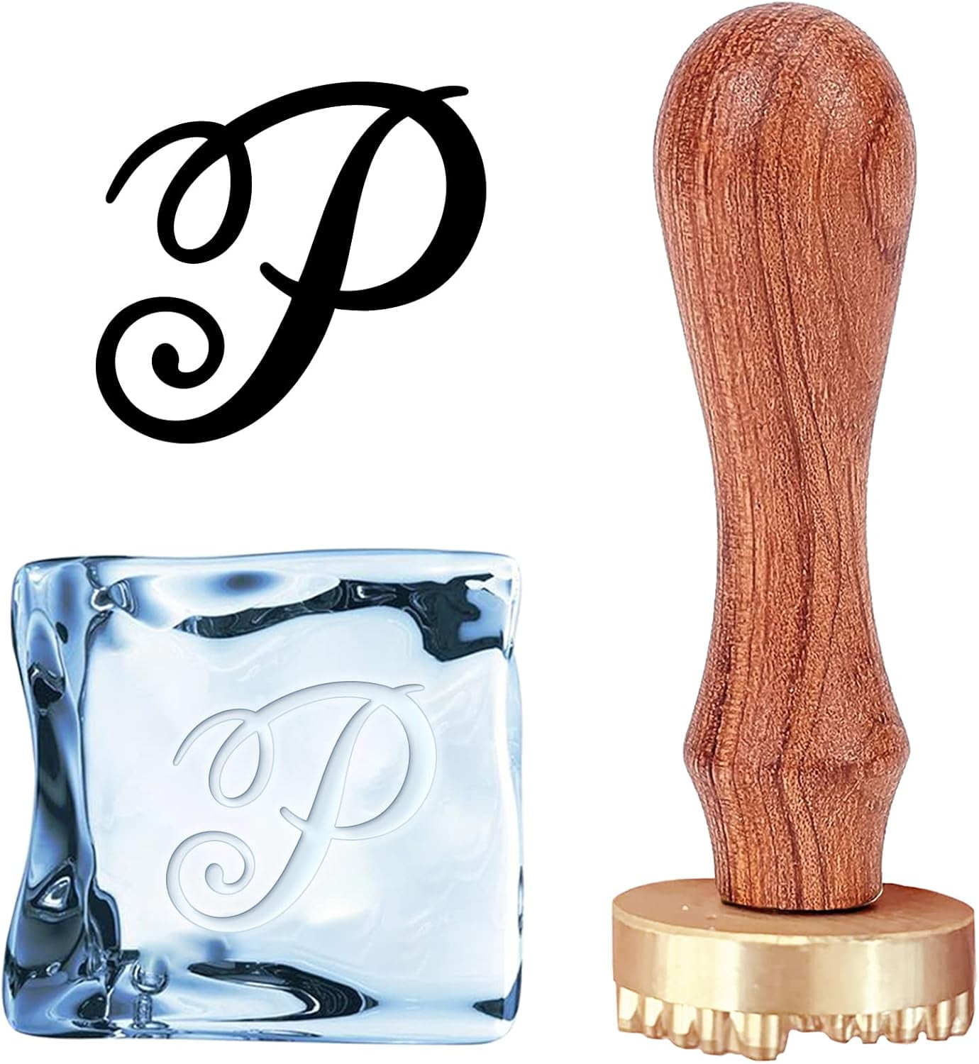 1Pc Golden Tone Brass Stamp Head with 1Pc Wood Handle For Wax Seal ...