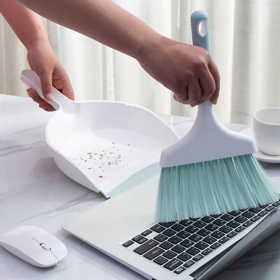 1Pc Green Desktop Dustpan and Brush Set Mini Cleaning Kit Soft Bristle ...