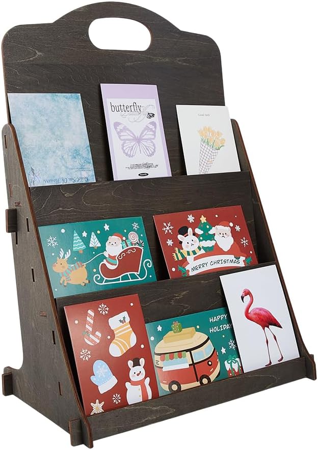 1Pc Greeting Card Display Stand 3-Tier Sticker Display Stand Wooden ...