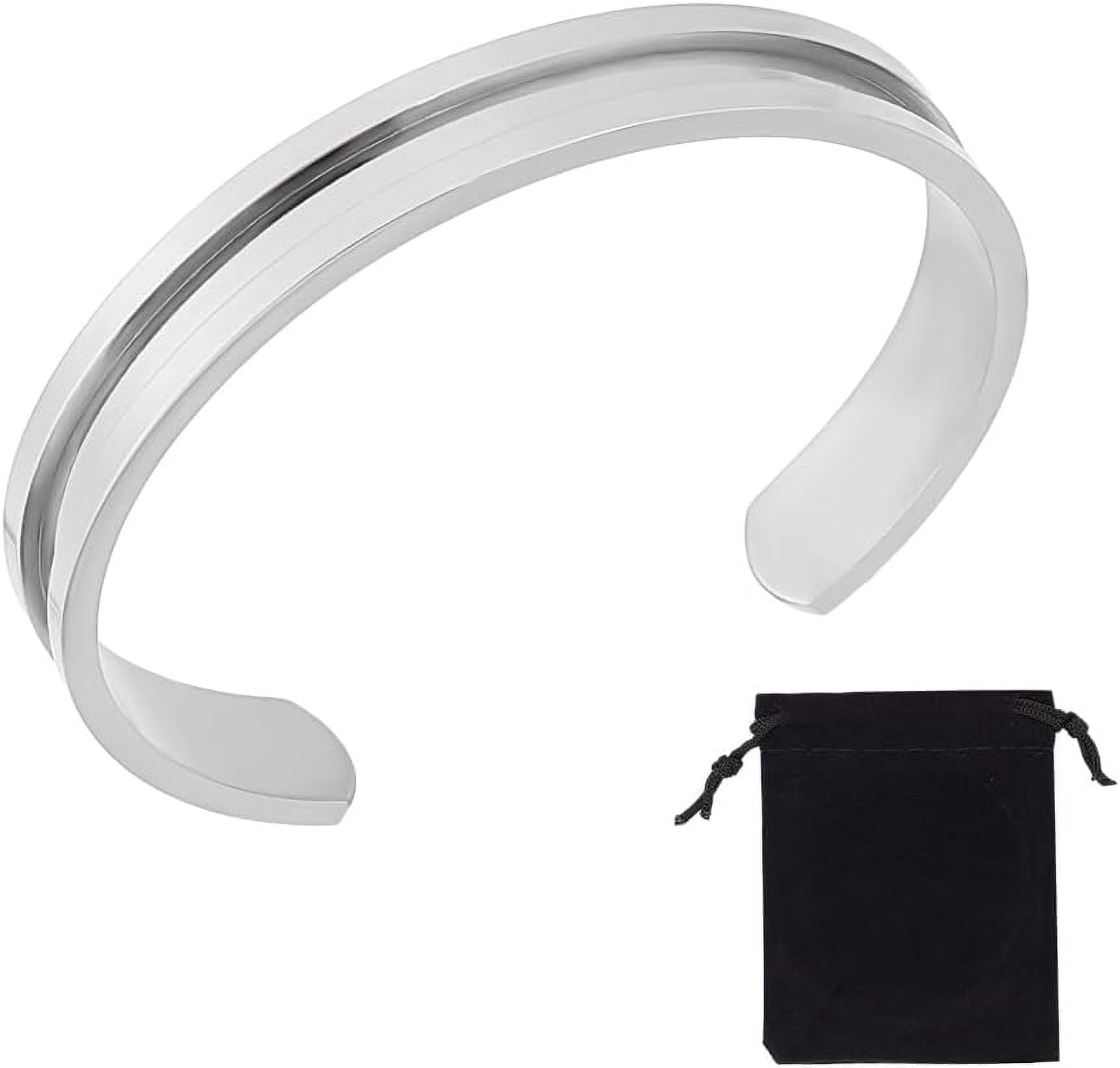 1Pc Grooved Open Cuff Bangle 6.2cm Inner Titanium Steel Hair Tie Cuff ...
