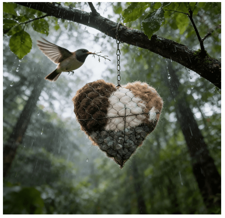 1Pc Handmade Alpaca Fiber Bird Nesting Heart, Bird Nesting Material ...