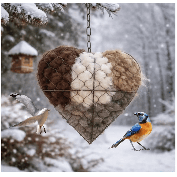 1Pc Handmade Fiber Bird Nesting Heart, Alpaca Fiber Bird Material House ...