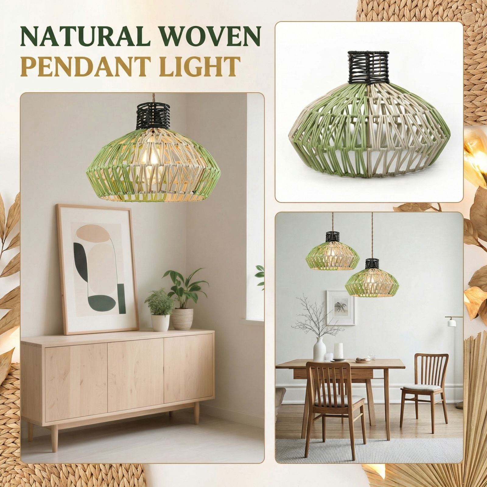 1Pc Handmade Woven Retro Style Lamp Shade, Vintage Decorative Ceiling ...