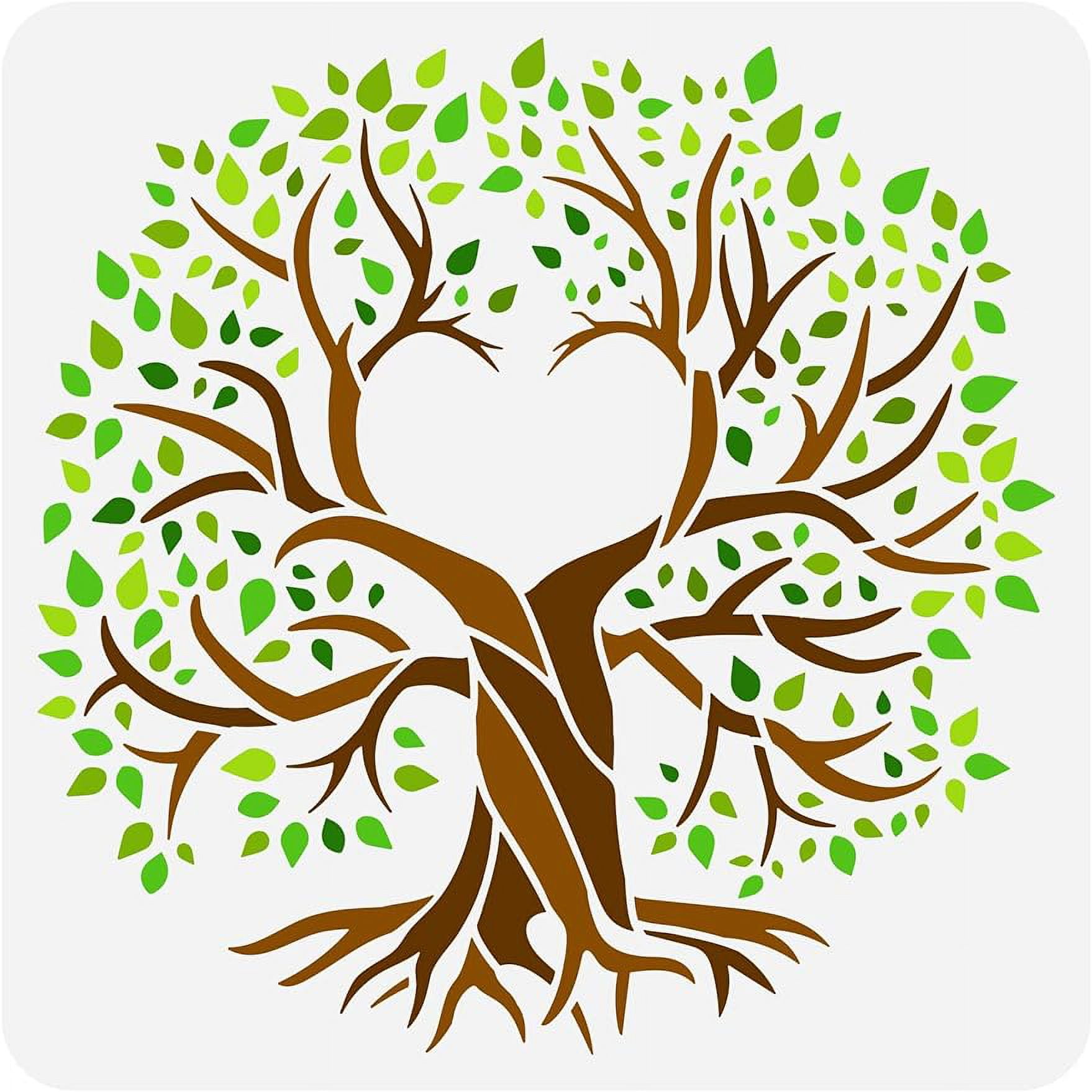 1Pc Heart Tree of Life Painting Stencil Drawing Template 11.8x11.8inch ...