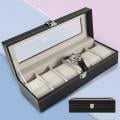 1Pc High Grade 6 Slots PU Leather Box Case For Watch Jewellery Display ...