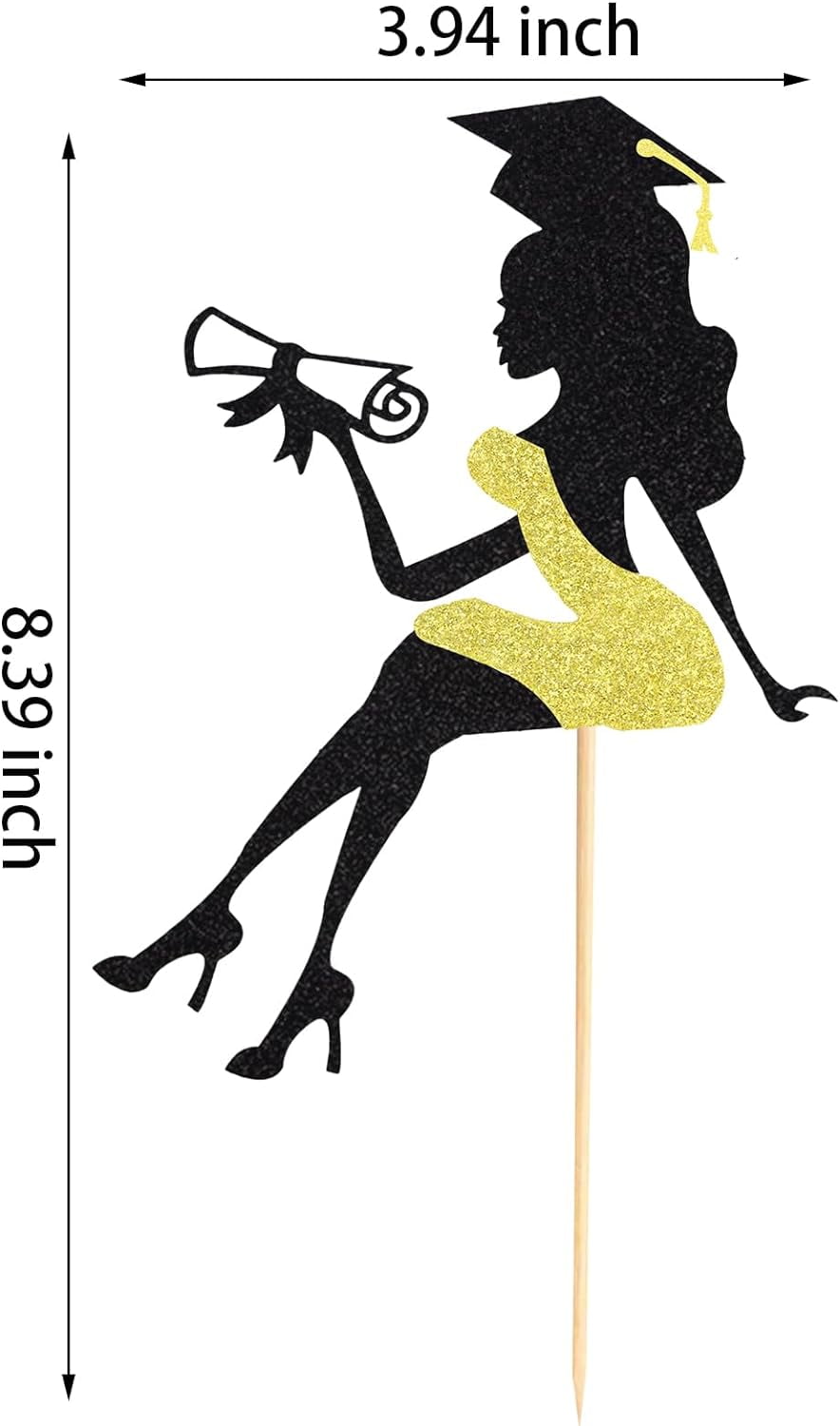 1Pc High Heel Girl Graduation Cake Topper With Grad Cap Diploma 2024 ...