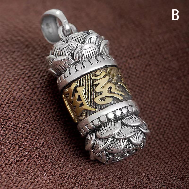 1Pc Hollow Copper Plated Lotus Sutra Cylinder Pendant Keychain Handmade ...
