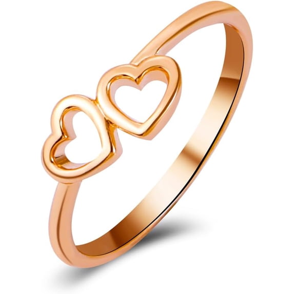 1Pc Hollow Out Two Heart Brass Finger Rings for Women Platinum 1.5~6 ...