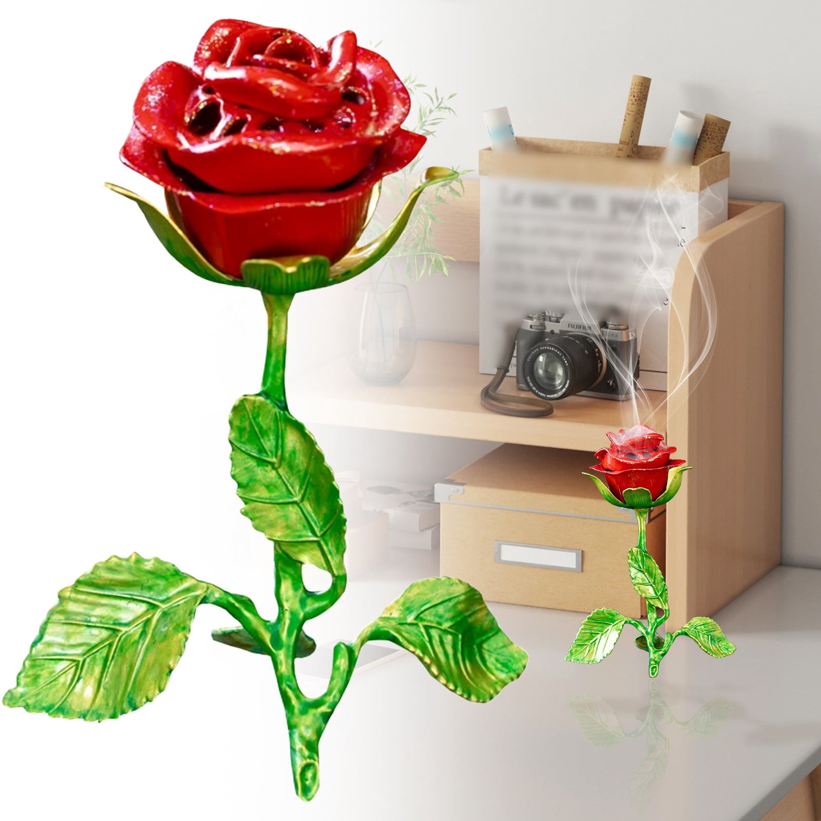 1Pc Incense Burner Vintage Rose Incense Burner Aluminum Alloy For ...