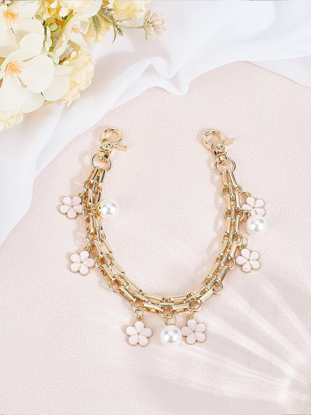 1Pc Iron Chain Purse Strap Extenders Alloy Enamel Flower Charm Bag ...
