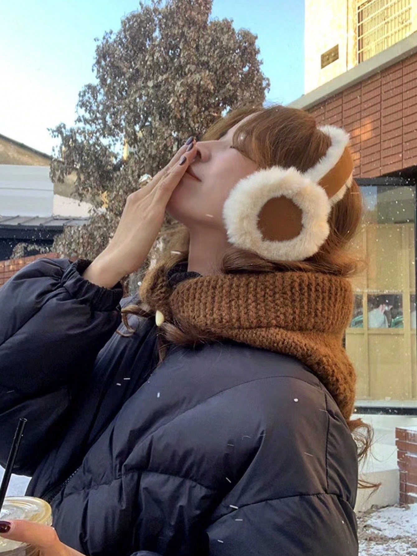 1Pc Khaki Color Warm Earmuff Suitable For Outdoor Daily Wear In Autumn ...