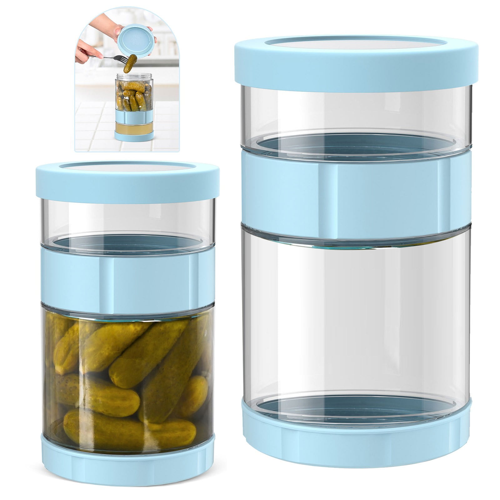 1Pc Kimchi Jar,Glass Pickle Jar Blue A,Glass Jar 1 Gallon Fermenting ...