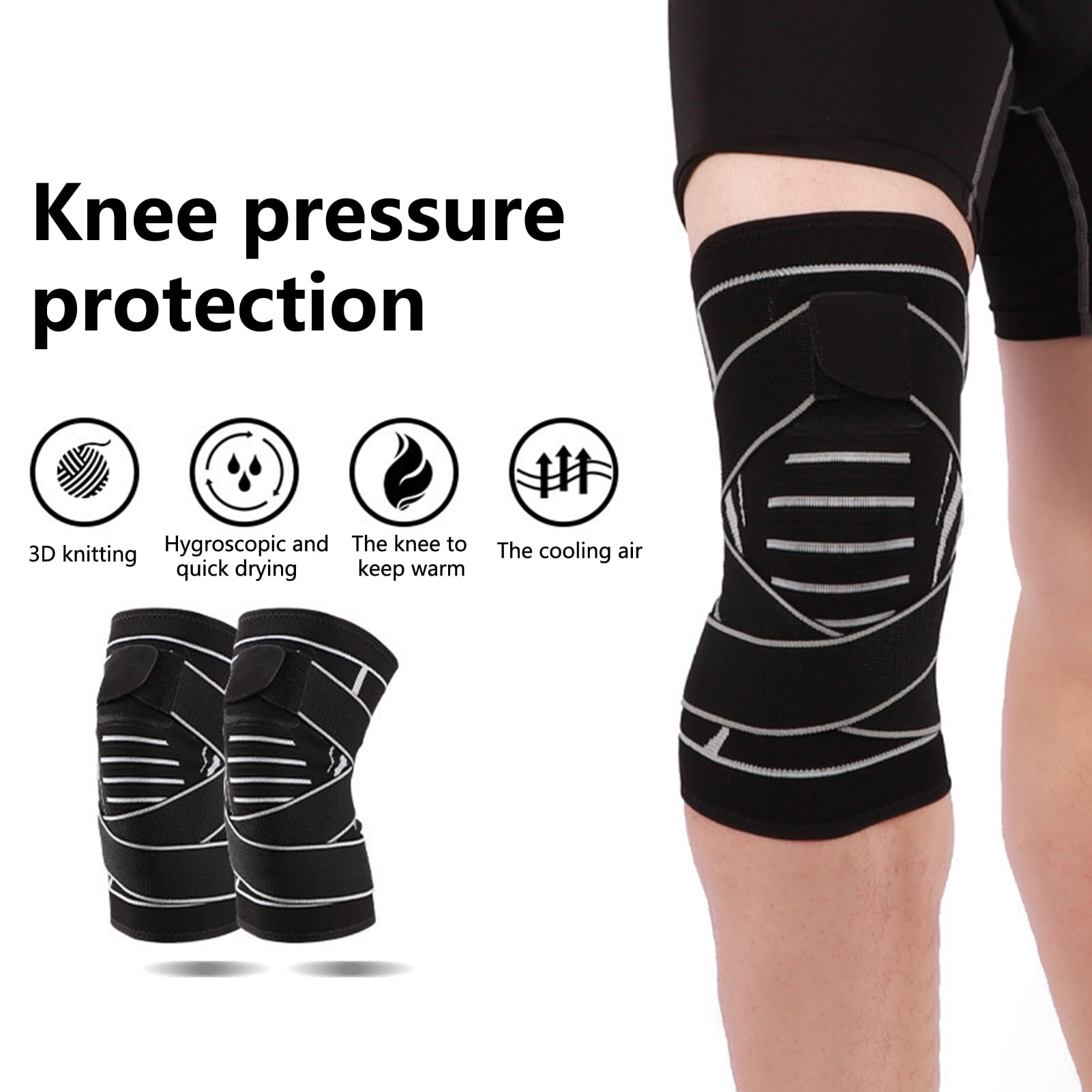 1Pc Knee Support 3D Knitting Sweat-absorbent Pressure Belt Design Anti ...