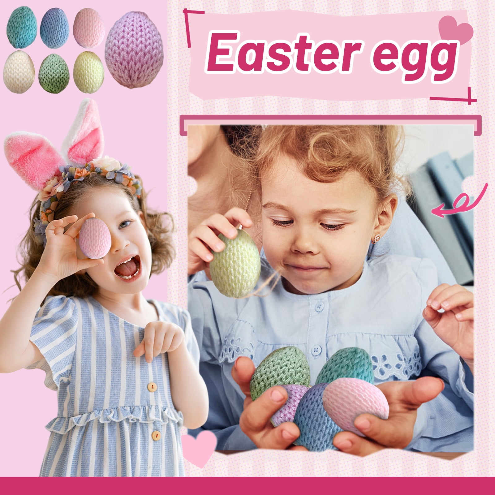 1Pc Knitted Easter Eggs Decorations, Handmade DIY Knitting Pastel Eggs ...