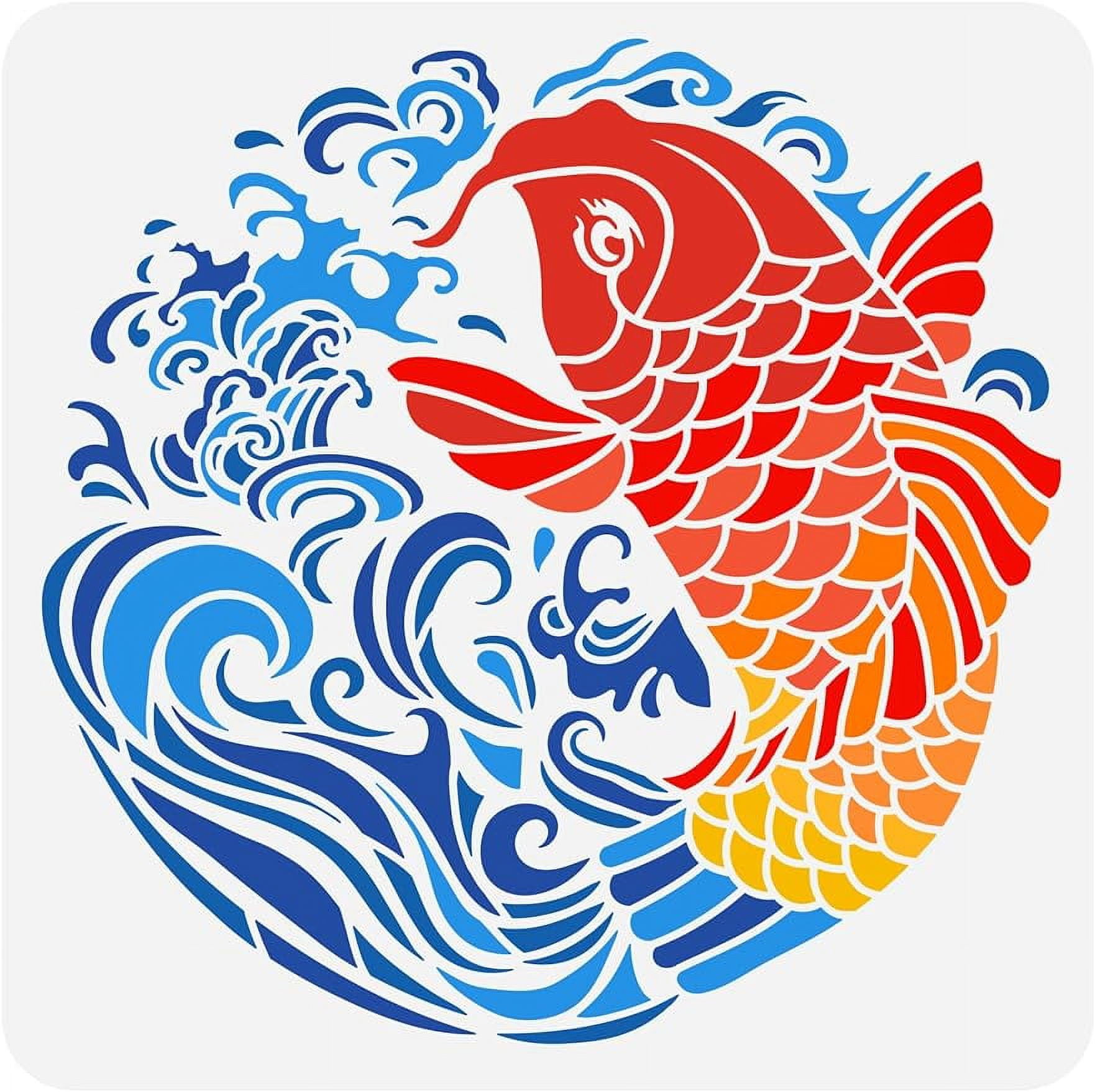 1Pc Koi Stencil for Painting Large Koi Carp Painting Stencil Reusable ...