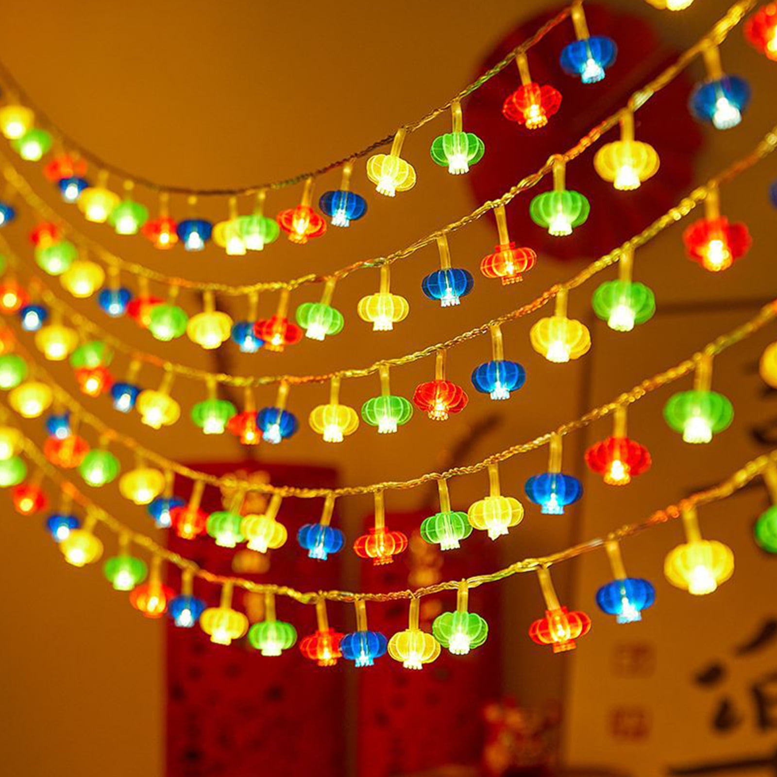 1Pc Lantern String Lights, Multi-Color Flashing, Battery Powered 3Xaa ...