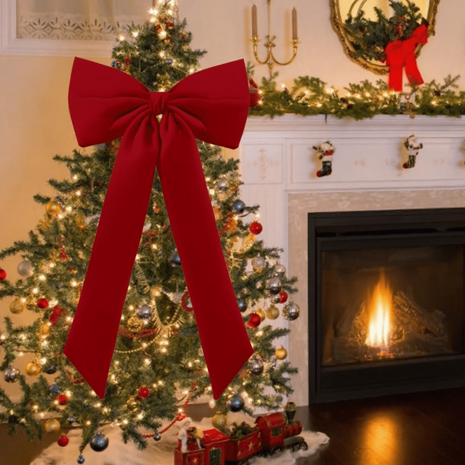 1Pc Large Christmas Bow Decoration,Giant Red Velvet Bow for Christmas ...