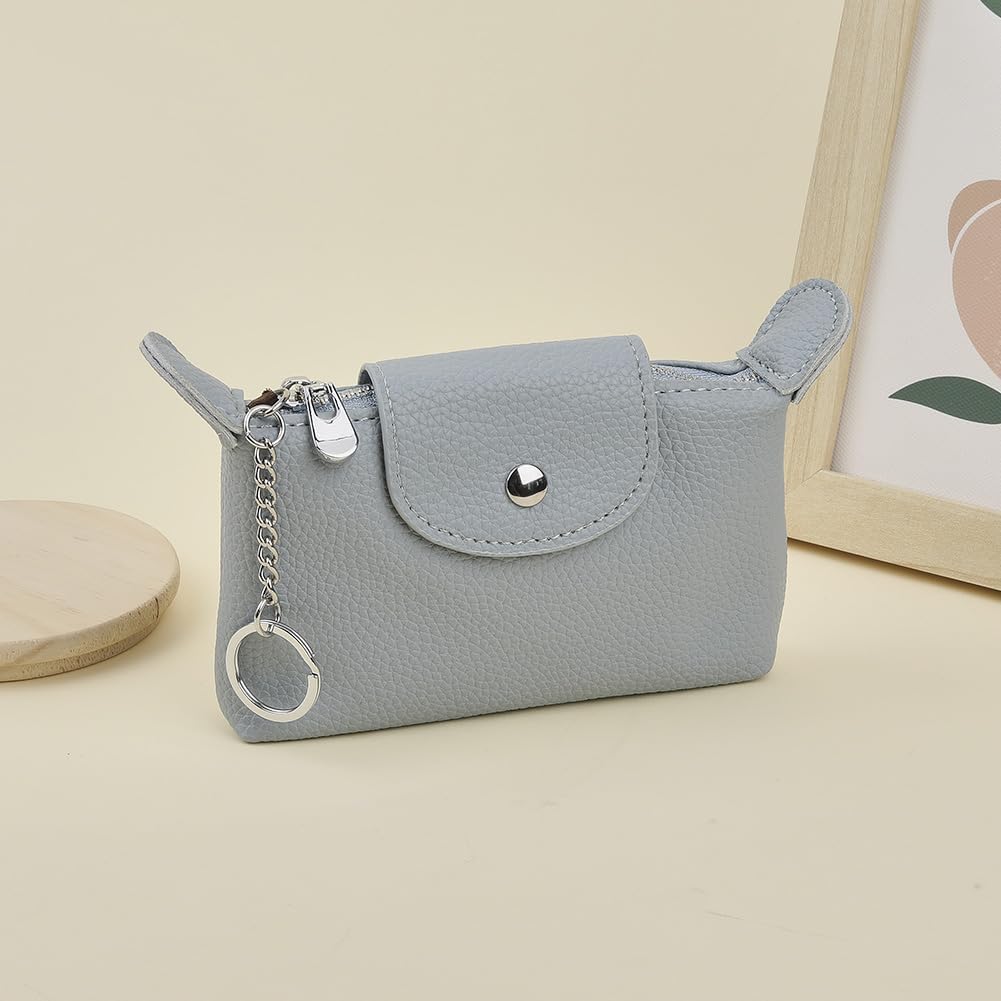 1Pc Leather Coin Purse Keychain Blue with Keyring 140mm for Women Men ...