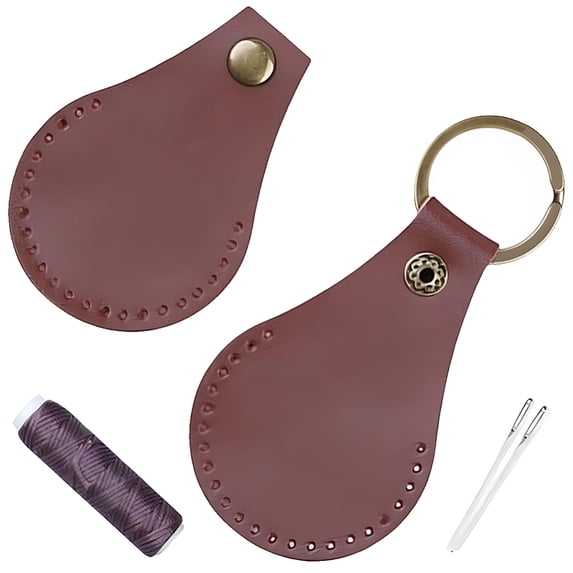 1Pc Leather Keychains with 2Pcs Iron Needles and 1 Bundle Waxed Cords ...