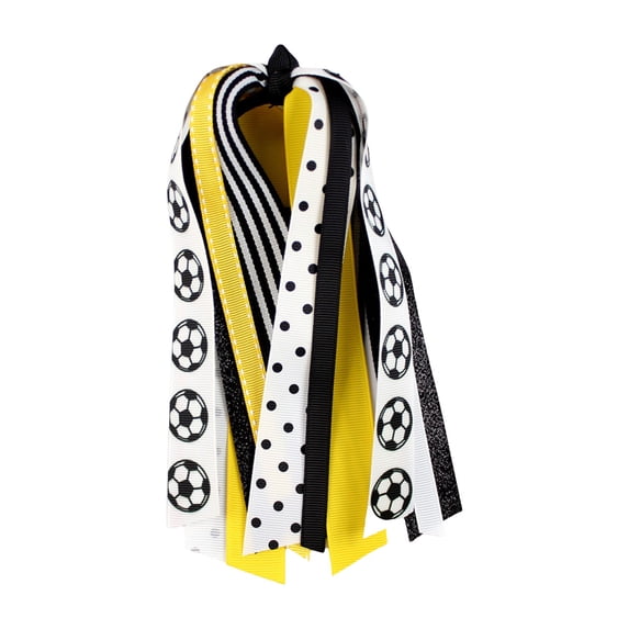 1Pc Light Yellow Soccer Cheer Ribbon Hair Scrunchie, 7.9" Polka Dot ...