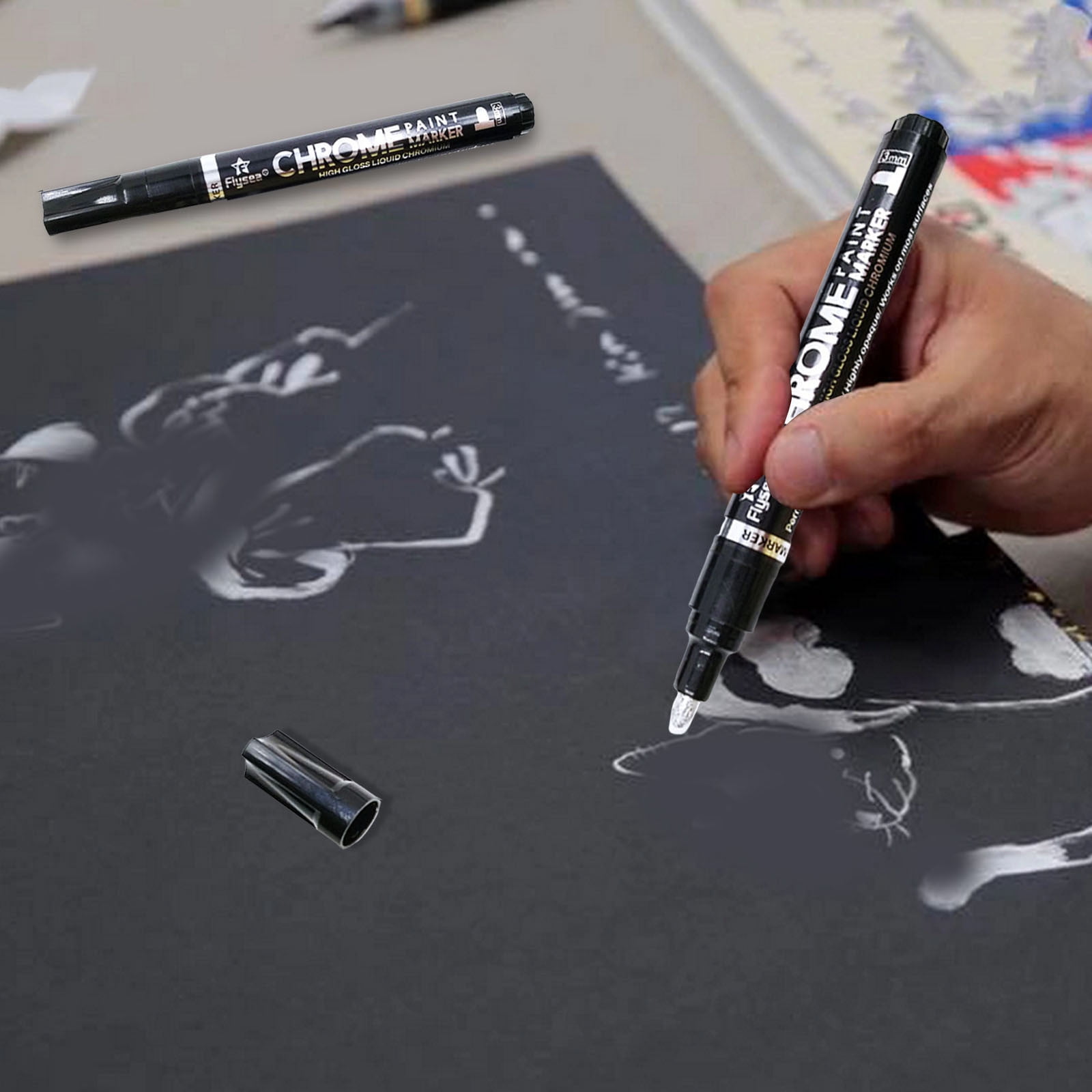 1Pc Liquid Chrome Paint Markers,Gloss Mirror Marker,Oil-based Permanent ...