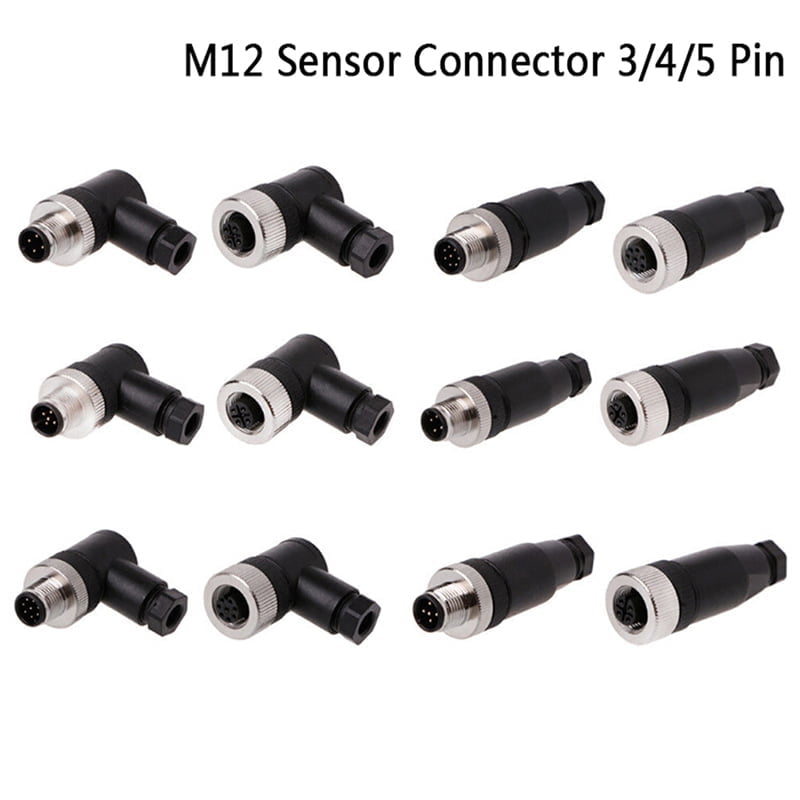 1Pc M12 sensor connector 3/4/5 pin male/female straight/right angle ...