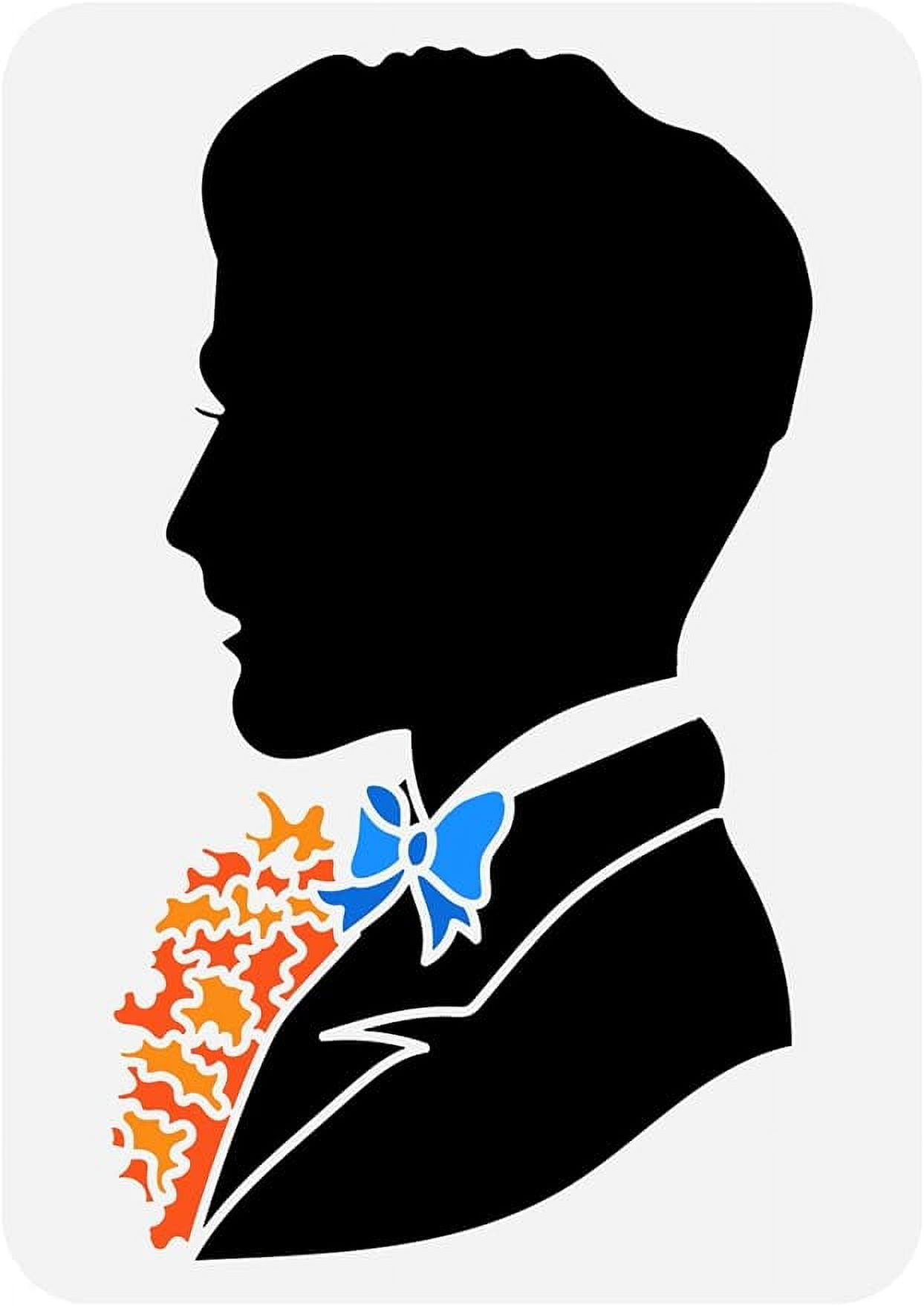 1Pc Man Head Silhouette Wall Stencil Plastic Gentleman Head Pattern ...