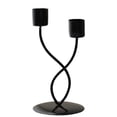 1Pc Matte Black Metal Candelabra 6.69", Modern Wavy 2-Arm Taper Candle ...