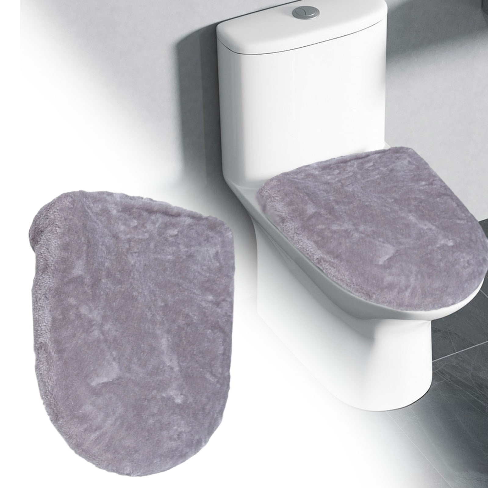 1Pc Microfiber Toilet Lid Cover,Solid Color Toilet Lid Cover,Plush ...