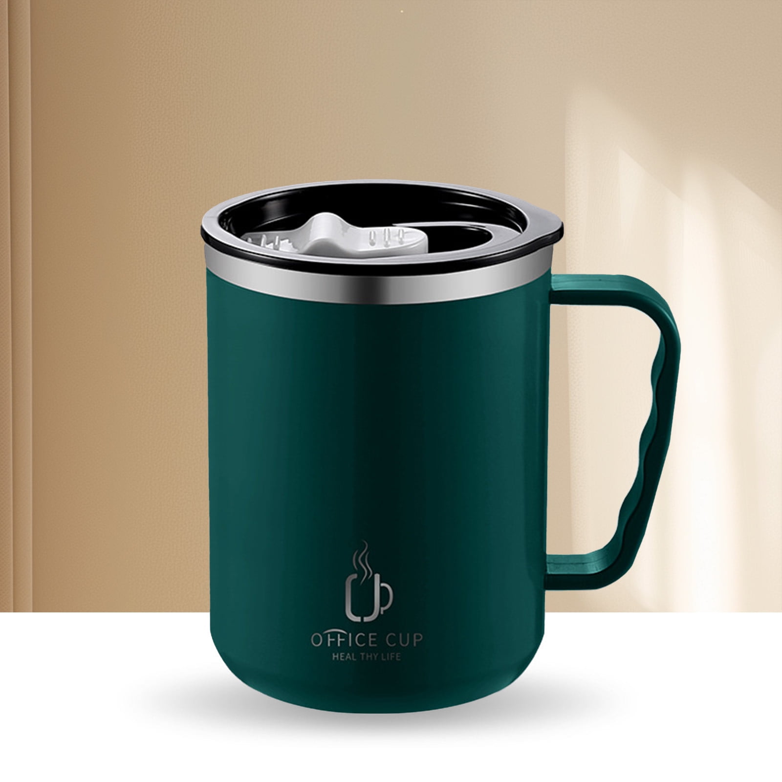 1Pc Modern Style Insulated 304 Stainless Steel Coffee Mug with Handle & Lid,Double-Wall Vacuum ...
