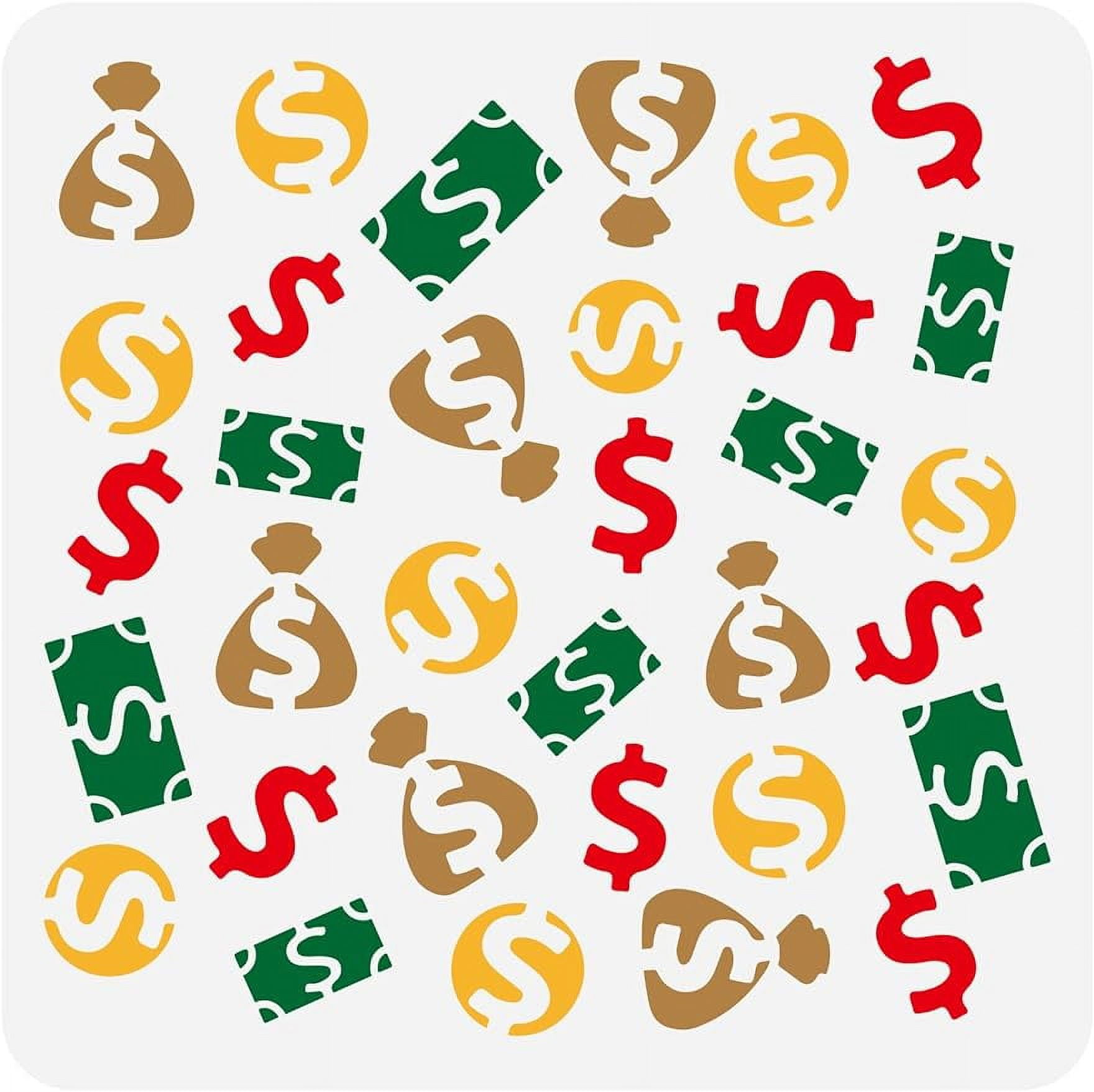 1Pc Money Signs Painting Stencil Hollow Out Coins Stencil Banknotes ...