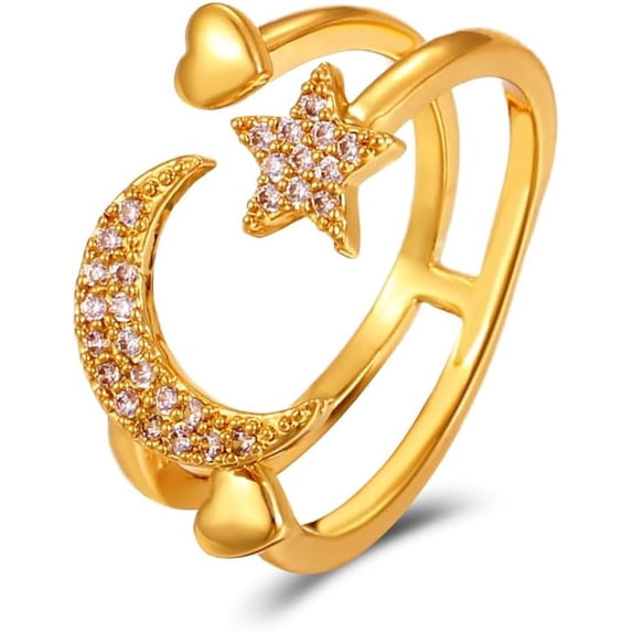 1Pc Moon & Star & Heart Brass Micro Pave Clear Cubic Zirconia Cuff ...