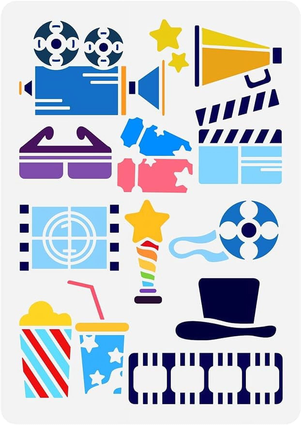 1Pc Movie Camera Painting Stencil Film Pattern Drawing Template DIY ...