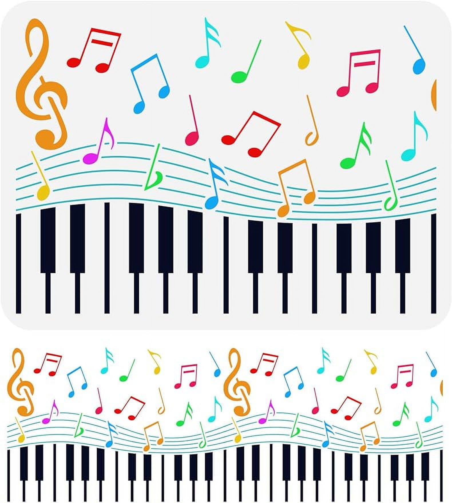 1Pc Musical Painting Stencil Plastic Piano Keyboard & Music Notes ...