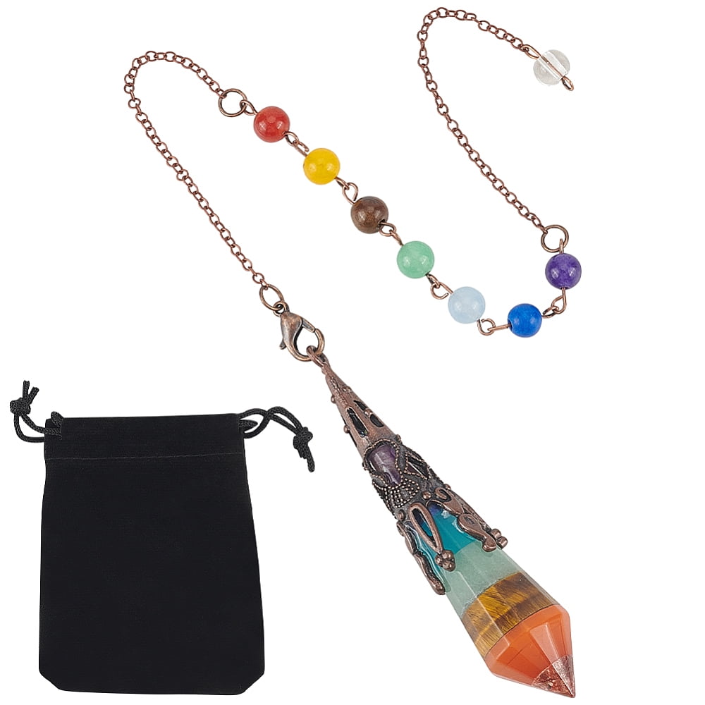 1Pc Natural Gemstone Dowsing Pendulums with Brass Findings Red Copper ...