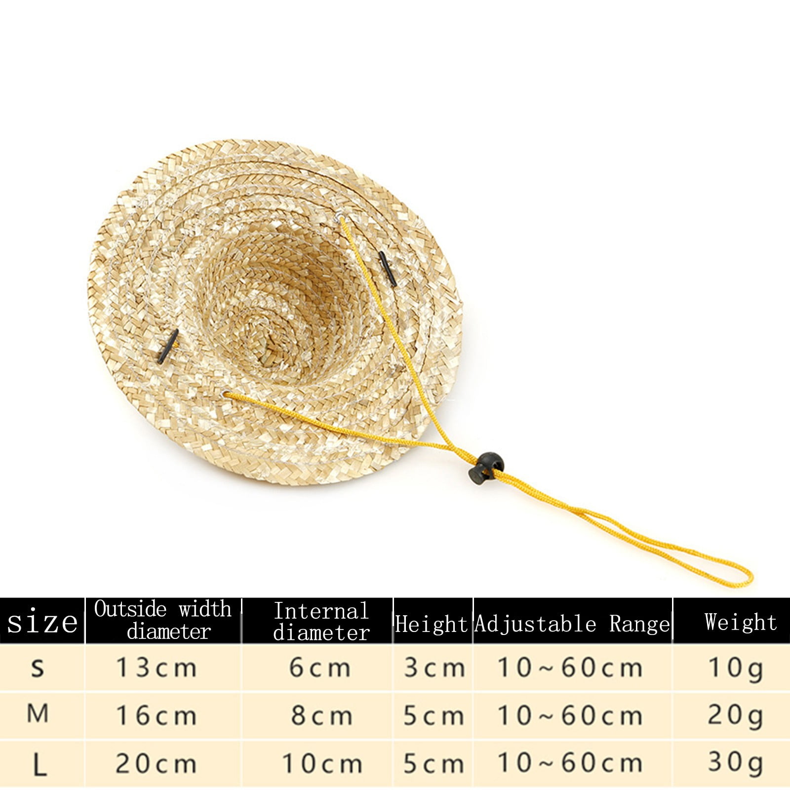 1Pc Novelty Summer Adjustable Pet Dog Outdoor Straw Hat,5.2in/6.3in/7 ...