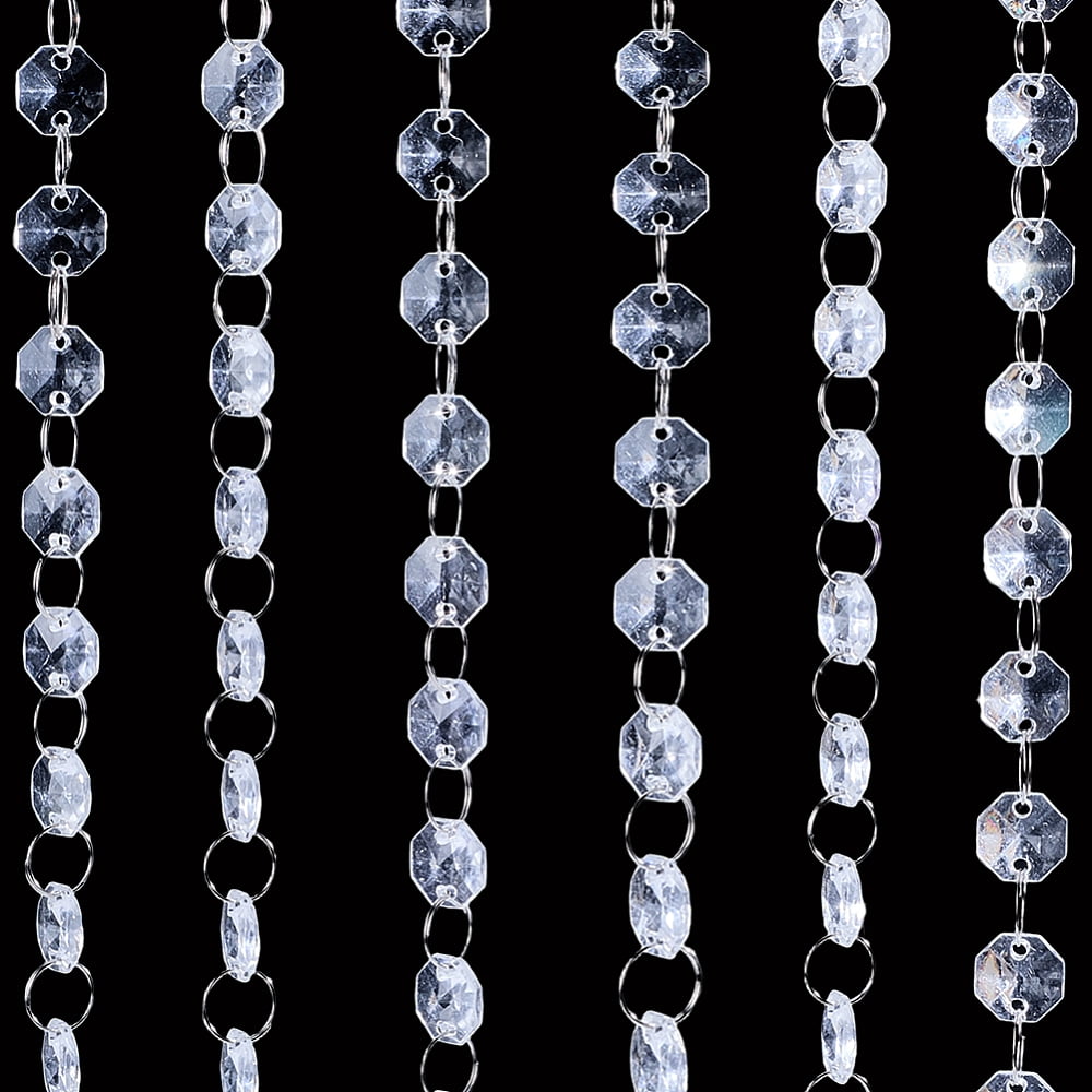 1Pc Octagon Acrylic Beaded Door Curtain with Iron Ring Clear 5000mm diy ...