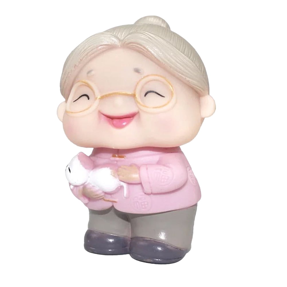 1Pc Old Woman Cake Topper Old Ornament Old People Figurine Decor ...
