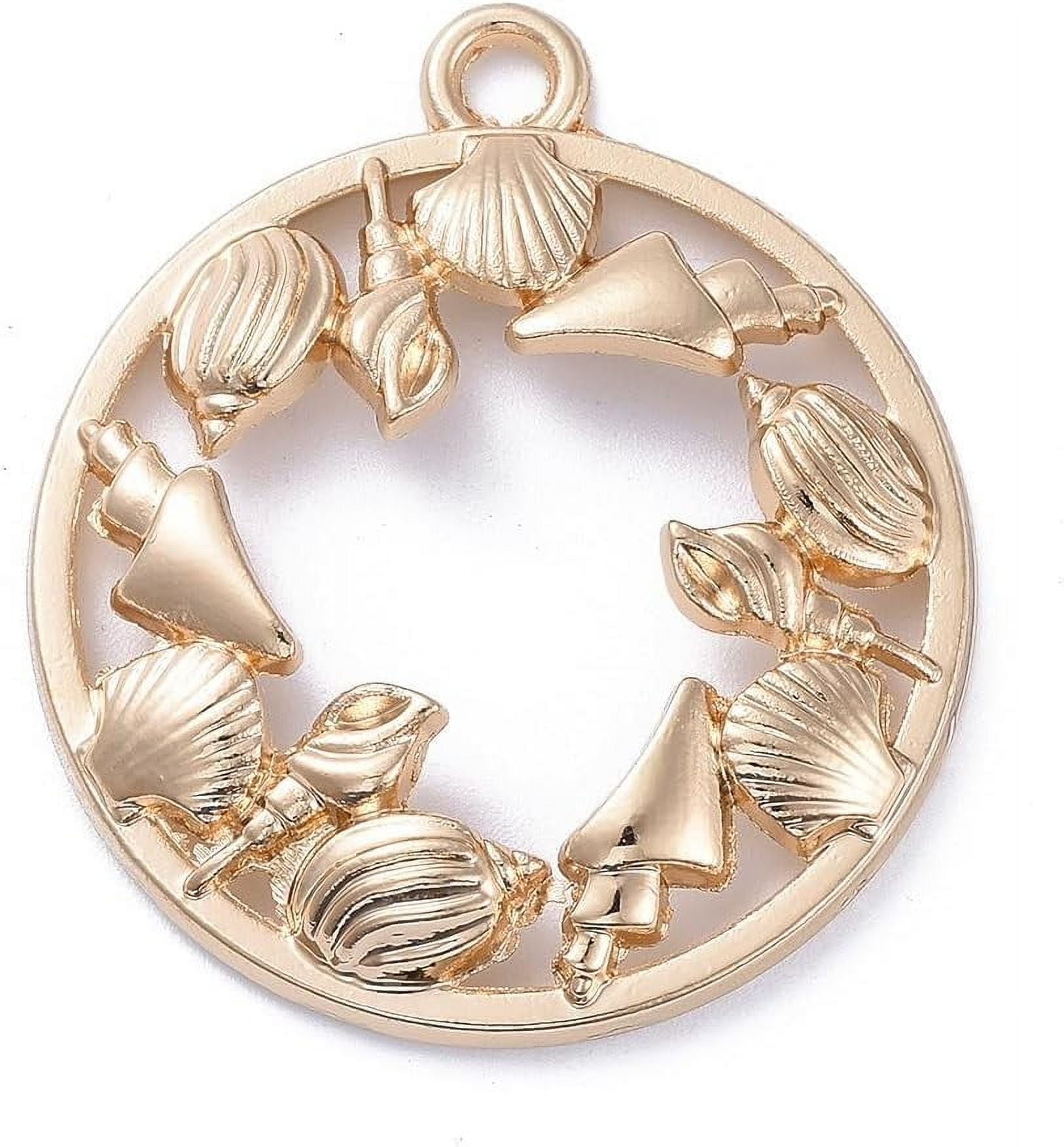 1Pc Open Back Bezel Pendants 34x30x4.5mm Golden Zinc Alloy Flat Round ...