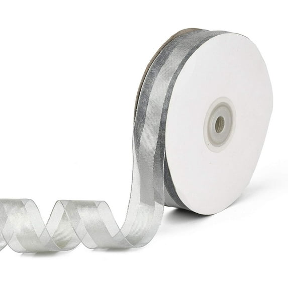 1Pc Organza Ribbon Light Grey 1 Inch (25mm) 50 Yards Roll Solid Color ...