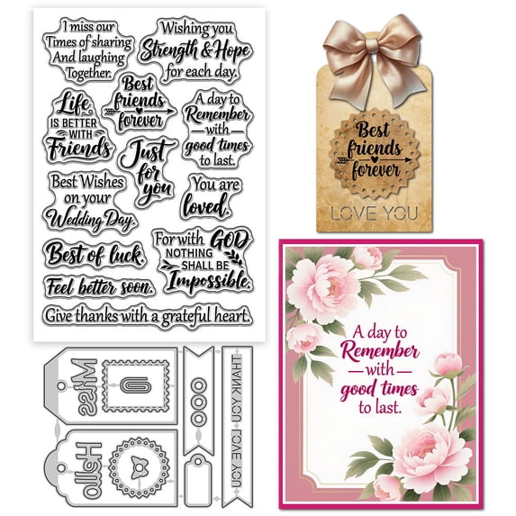 1Pc PVC Clear Stamps with 1Pc Carbon Steel Cutting Dies Stencils for ...