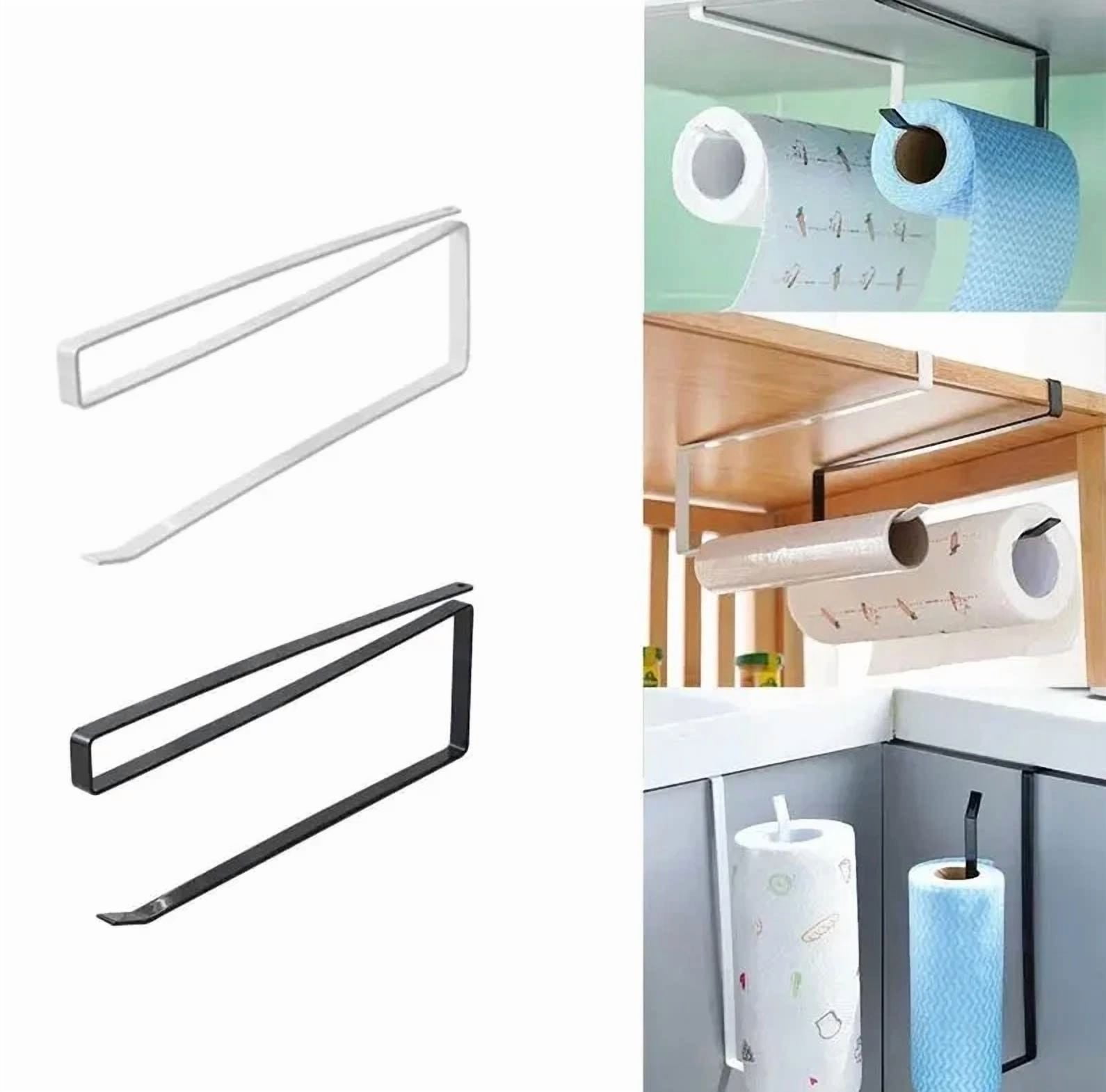1Pc Paper Roll Holder No-Drill Towel Rack Under Cabinet Kitchen Storage ...