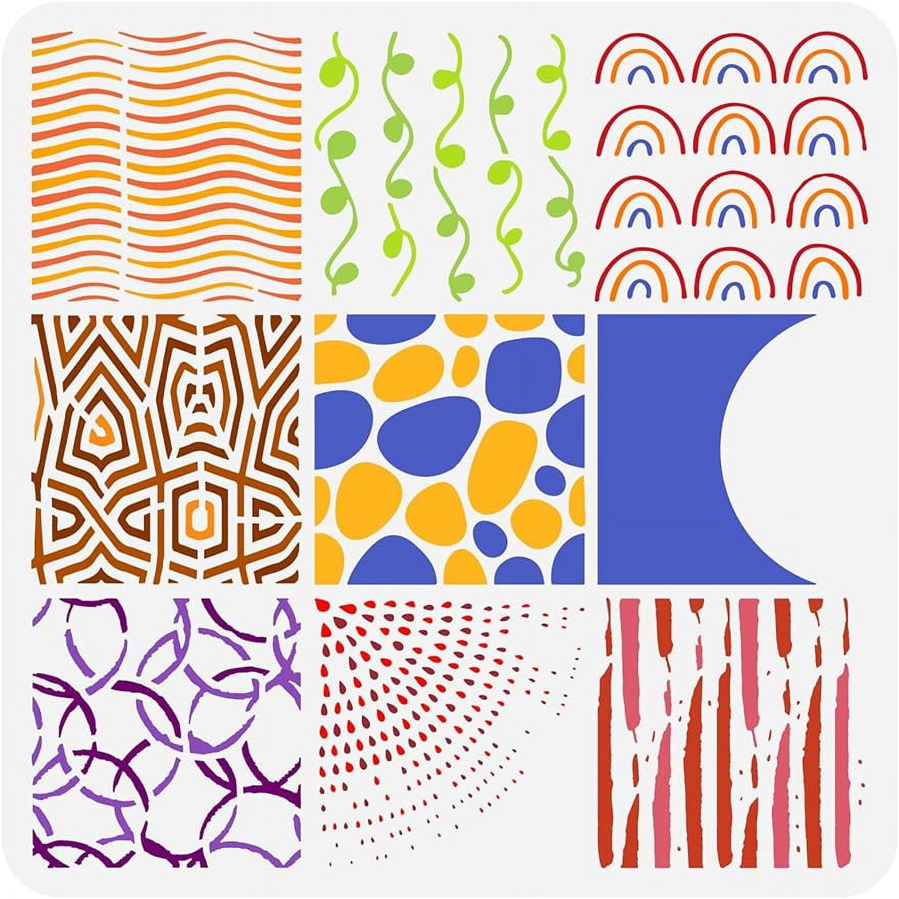 1Pc Patchwork Texture Painting Stencil Reusable Abstract Geometry ...