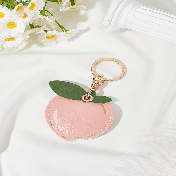 1Pc Peach Imitation Leather ID Card Holder Name Key Card Tag Holder ...