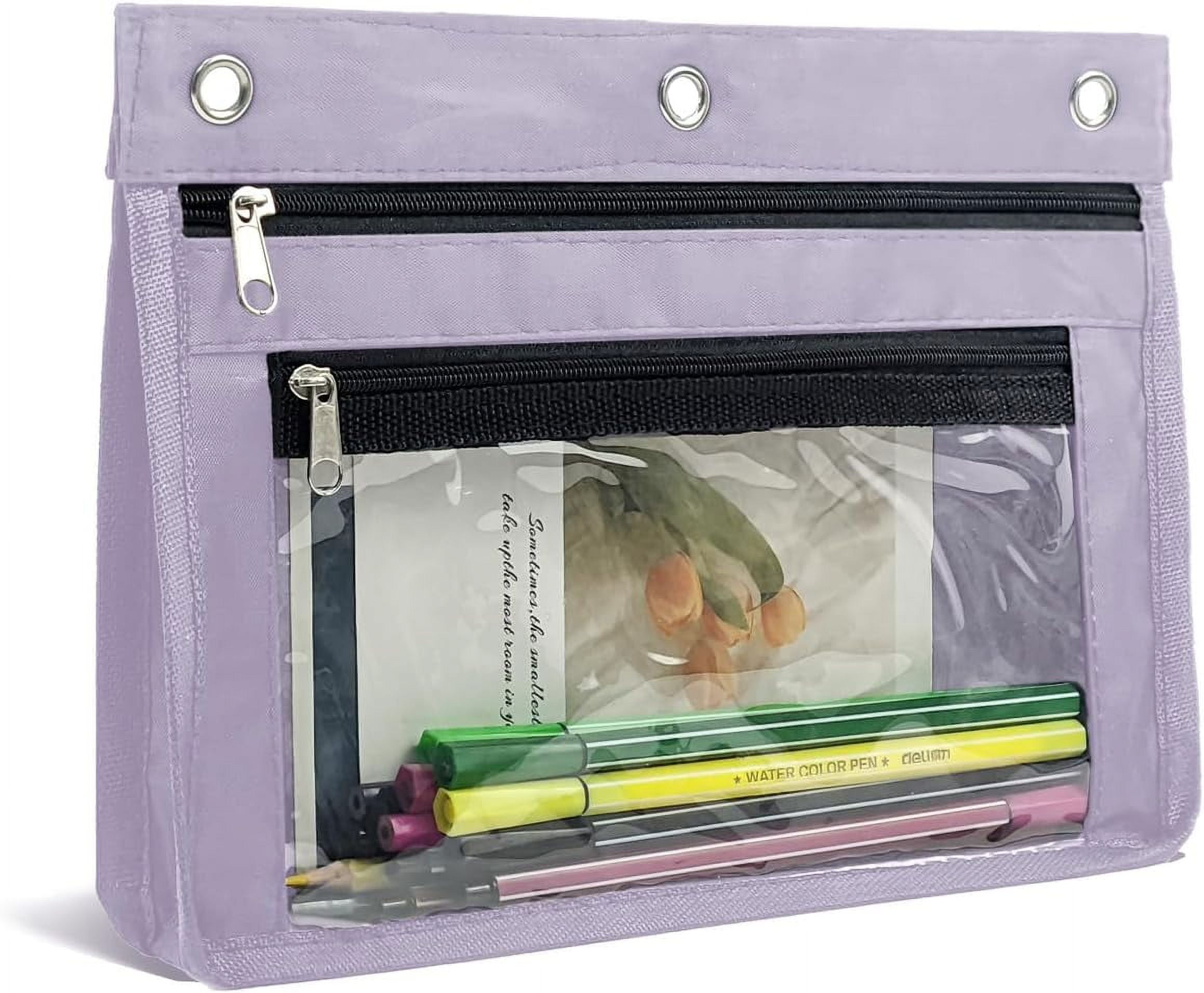 1Pc Pencil Pouch for 3 Ring Binder, Expandable Binder Pouches with Zipper, Large Capacity Pen ...