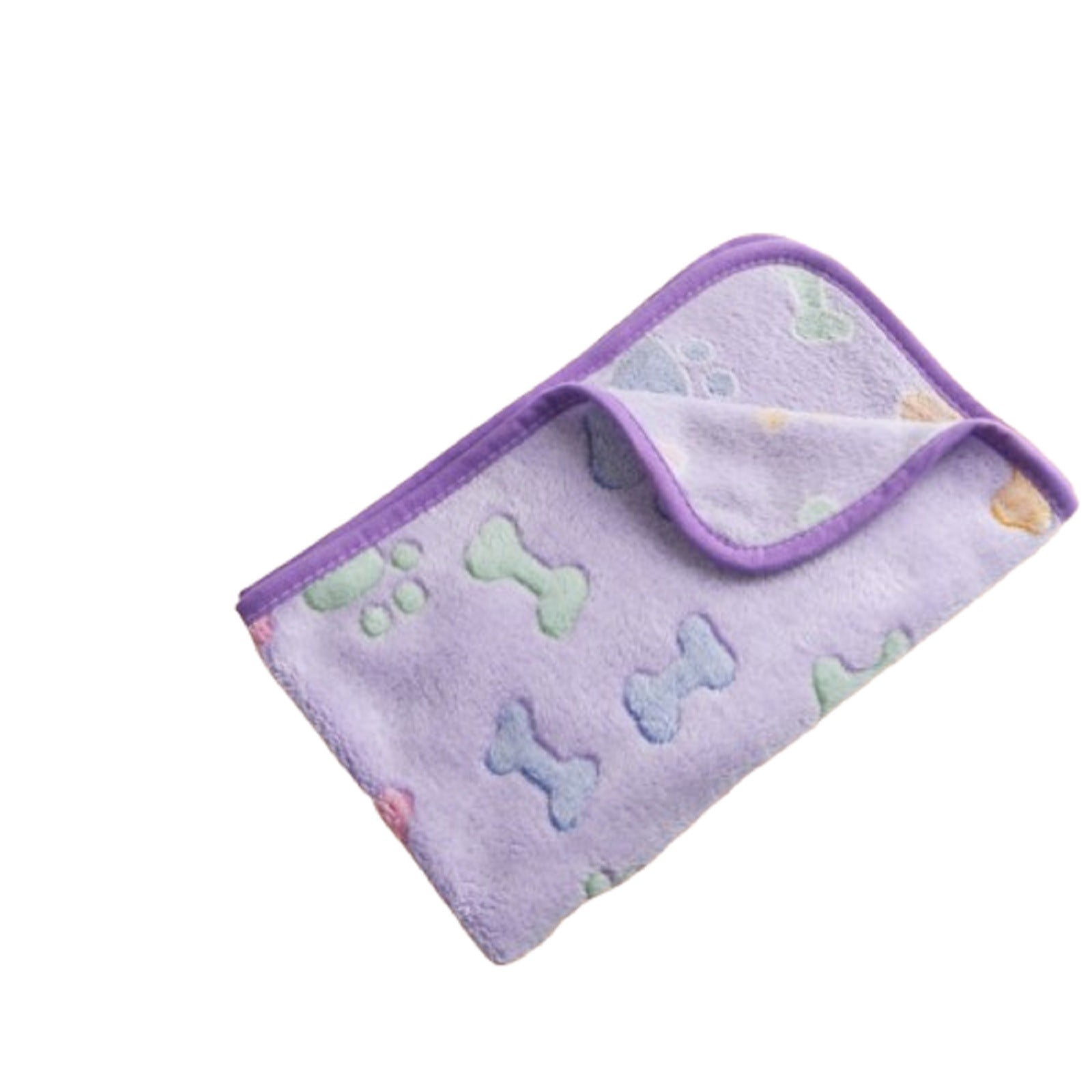 1Pc Pet Blanket, Fleece Coral Soft Warm Paw Print Dog Cat Mat, Purple ...